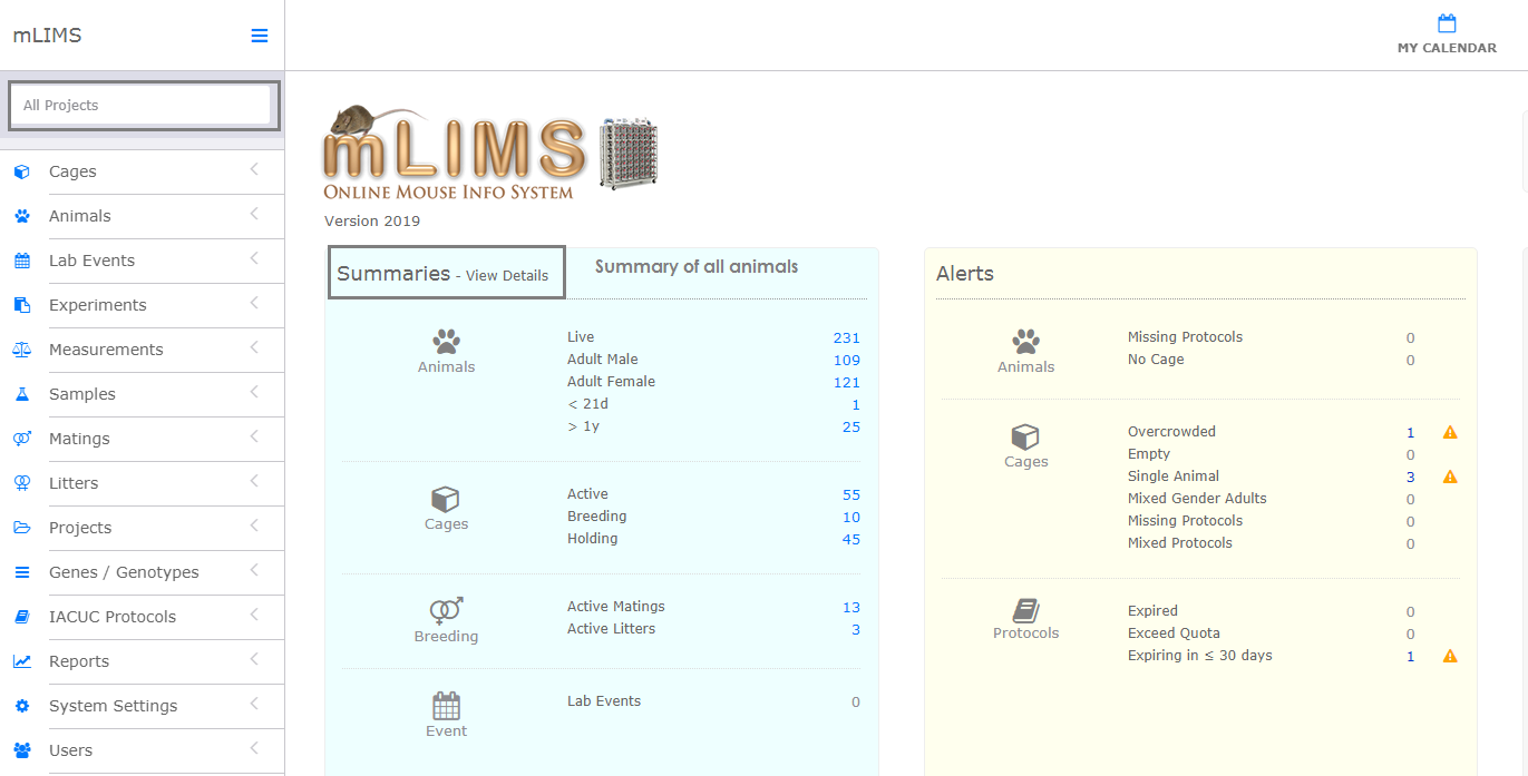 Project Dropdown Menu